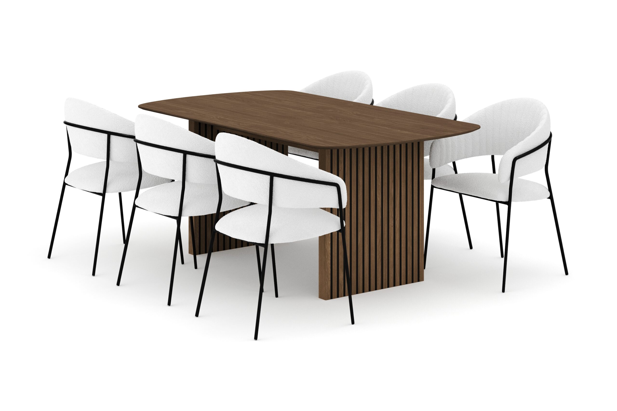 Richeto Spisebord 180 cm med 6 Karol Spisestole - Røget eg / Hvid ...